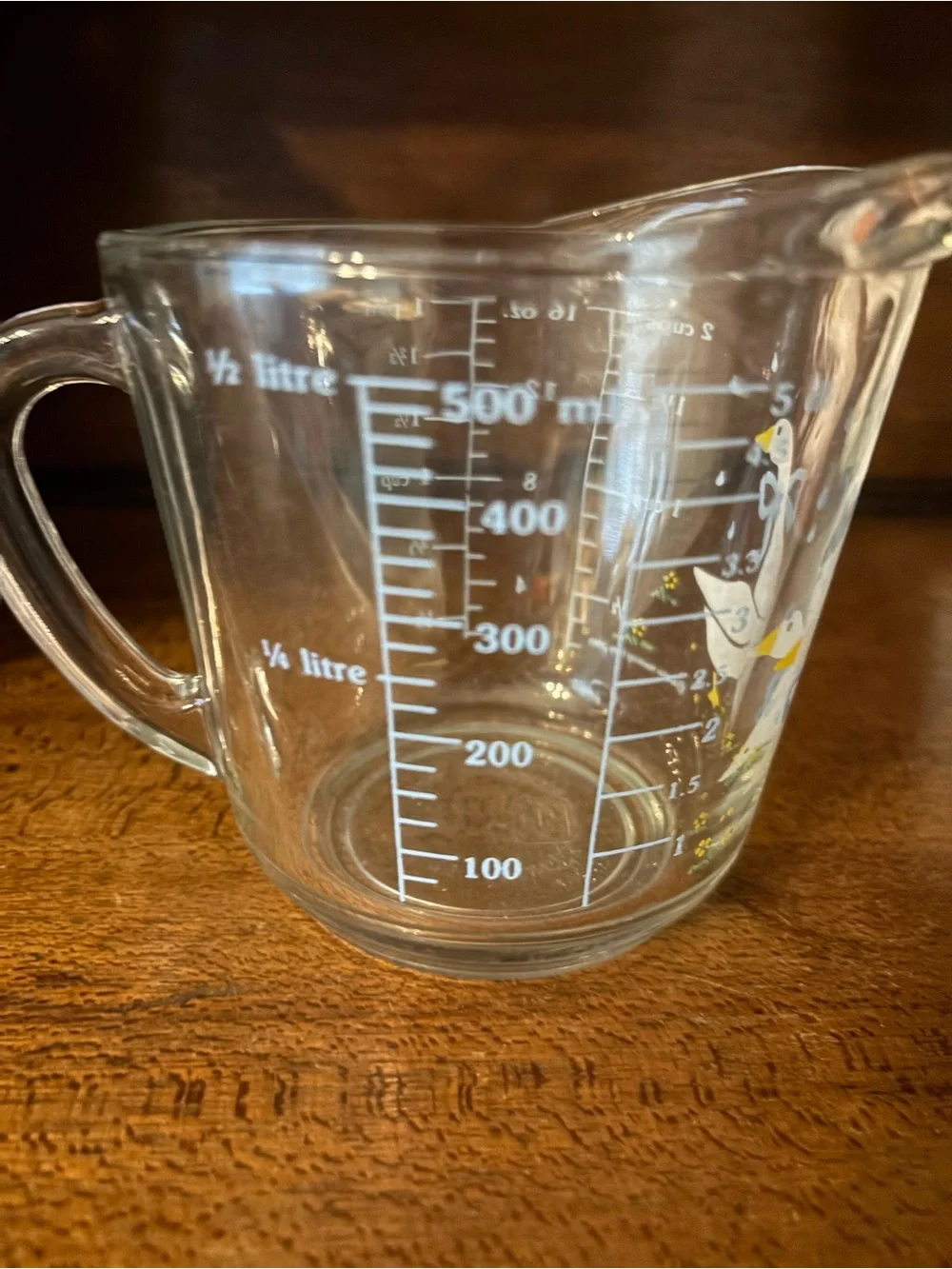 Kitchen | Clear Glass Measuring Cup With White Geese Design | Poshmark